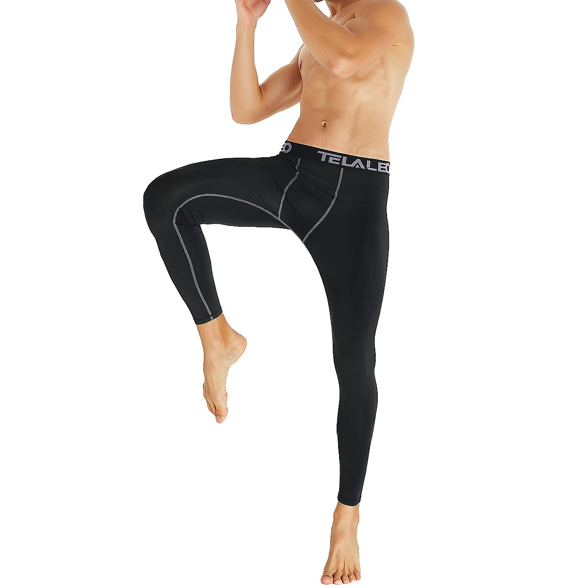 TELALEO 4 Pack Men's Compression Pants Leggings Sports Tights Athletic Baselayer Workout Running Black XL