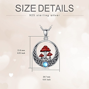 ONEFINITY Mushroom Necklace Sterling Silver Celtic Knot Moon Mushroom Pendant Gifts for Women Christmas Jewelry Gifts