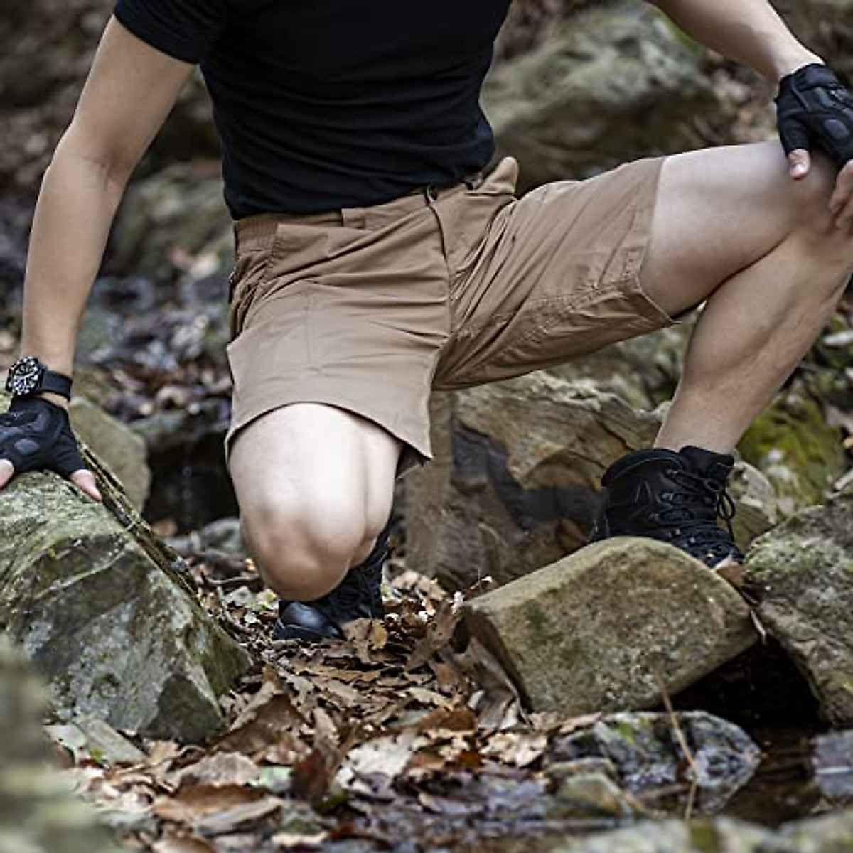 FREE SOLDIER Men's Water Resistant Tactical Hiking Shorts Relaxed Fit Work Cargo Shorts(Classic Brown 30W x 11L)
