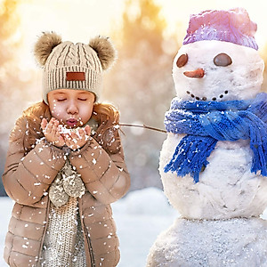 Geyoga Kids Toddler Winter Pompom Hat Baby Knitted Beanie Hat Faux Fur Pom Beanie Cap for Girls Boys 1-3 Years Old(Black, Pink, Khaki,M)