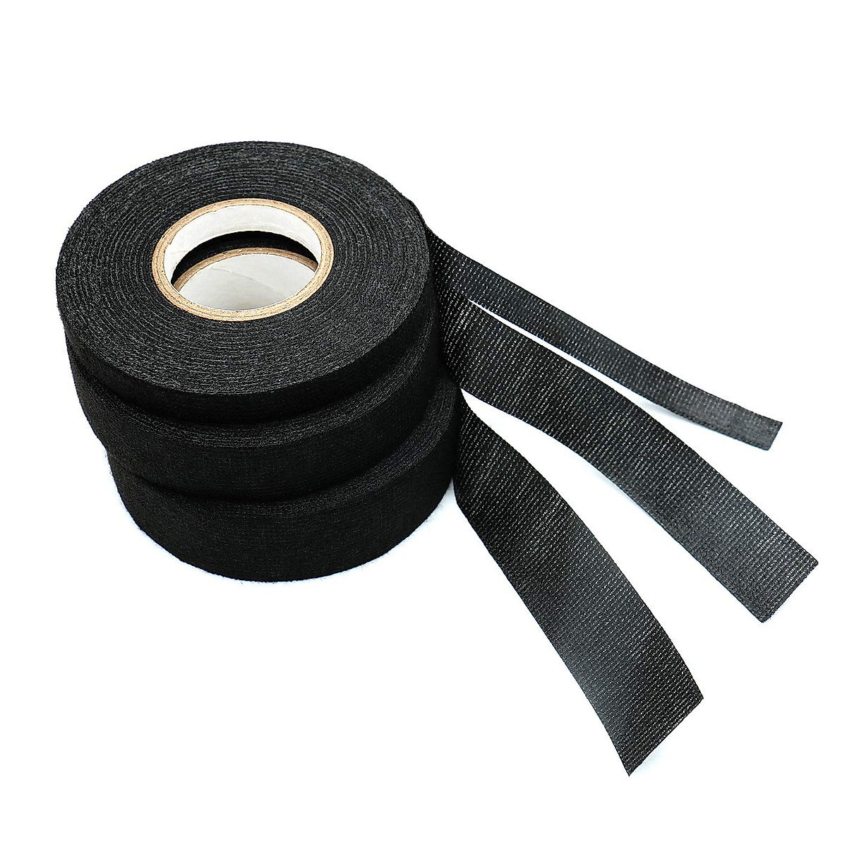 Tueascallk 6 Rolls 300 Feet Black High Temperature Resistant Insulating Fiber Flannel Electrical Tape, Automobile Wiring Harness Friction Tape, Width 1", 3/4", 3/8"