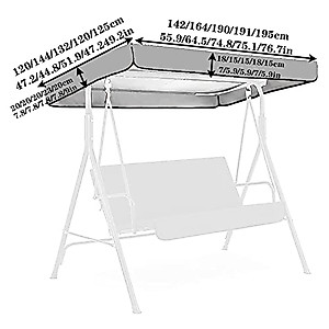 Replacement Garden Swing Cover Top Cover Waterproof Outdoor Swing Chair Awning Anti-UV Patio Hammock Cover Top Sun Shade Rainproof for 2/3-Seater-Swing 22.6.21