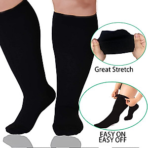 3 Pairs Plus Size Compression Socks for Women and Men Wide Calf 20-30mmhg Extra Large Knee High Support for Circulation