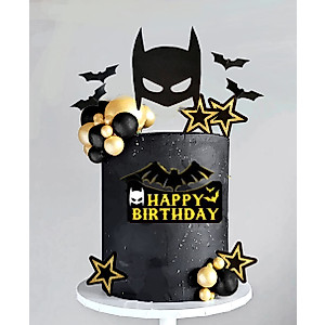 GallaRato Superhero Bat Birthday Cake Topper Man Boy Happy Birthday Cake Decorations for Bat Hero Themed birthday Party Supplies Bat Birthday Decor