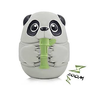 PINECONA Dog Toys for Aggressive Chewers, Tough Dog Chew Toys for Large Medium Dogs Nearly Indestructible Squeaky Panda with Side Bristles Teeth Cleaning Natural Rubber Milk Flavor