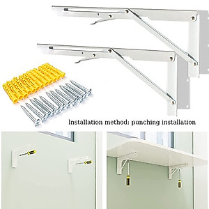 Laundry Folding Table, Wood Wall Mounted Table, Bracket Heavy Duty Stable Sturdy Wall Table, Floating Folding Table, Sturdy Hanging Table for Apartment, Study, Bedroom Kitchen Room Restaurant ( Color