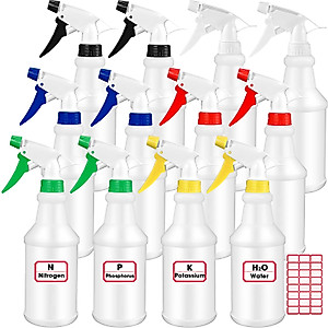 Gerrii 12 Pcs 24 Oz Plastic Spray Bottle, Leak Proof Empty and Reusable for Cleaning, Water, Auto Details or Bathroom and Kitchen, Commercial and Residential (Multicolor)