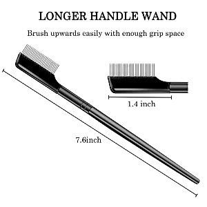 Eyelash Comb Lash Brush Separator - Eyelashes Separator Curler Makeup Mascara Applicator, Eyelash Grooming Brushes Metal Teeth, Eye Makeup Brush Tools with Comb Cover (1 Pcs Straight)