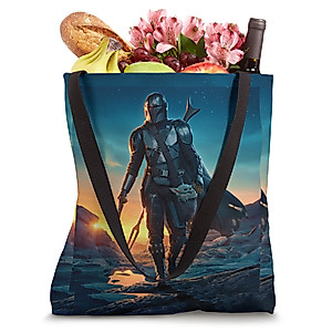 Star Wars The Mandalorian and Grogu Sunset Poster Tote Bag
