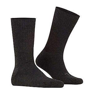 FALKE Unisex Walkie Ergo Socks, Crew Length, Thick Sole, Hiking Sock, Breathable, Moisture-Wicking, Merino Wool, Grey (Anthracite Melange 3080), 9-10, 1 Pair