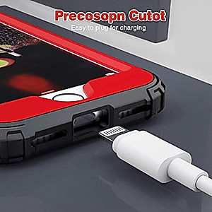 IDweel iPhone SE 2020 Case with Tempered Glass Screen Protector,iPhone SE 3 Case(3nd Gen 2022), 3 in 1 Shock Absorption Slim Heavy Duty Hard PC Cover Soft Silicone Bumper Full Body Durable Case,Red