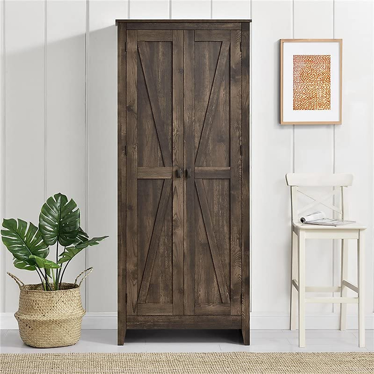 Ameriwood Home Farmington Wide Storage Cabinet, 31.5", Rustic