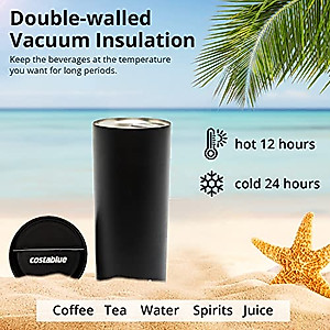costablue Vacuum Insulated Stainless Steel Thermal Travel Mug - Keeps Drinks Cold or Hot for Hours - Leak-Proof, Dishwasher Safe Lid - 16 Ounces, Peach Cooper & Wine Purple Combo
