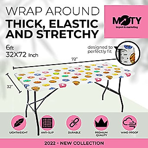 Tablecloth for Folding Table -Fitted Rectangular Table Cloth for 6 Foot – Size 32 x 72 inch - (180 x 75 cm) Plastic Vinyl Flannel Backed with Elastic Rim- for Christmas|Parties, Waterproof