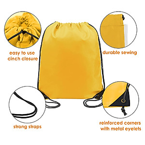BeeGreen 20 Pieces Yellow Cinch Sack Bags Bulk Gymsack for Christmas Sports Polyester Drawstring Backpacks for Heat Vinyl and Tie Dye Pull sinch Sackpack for Women and Men