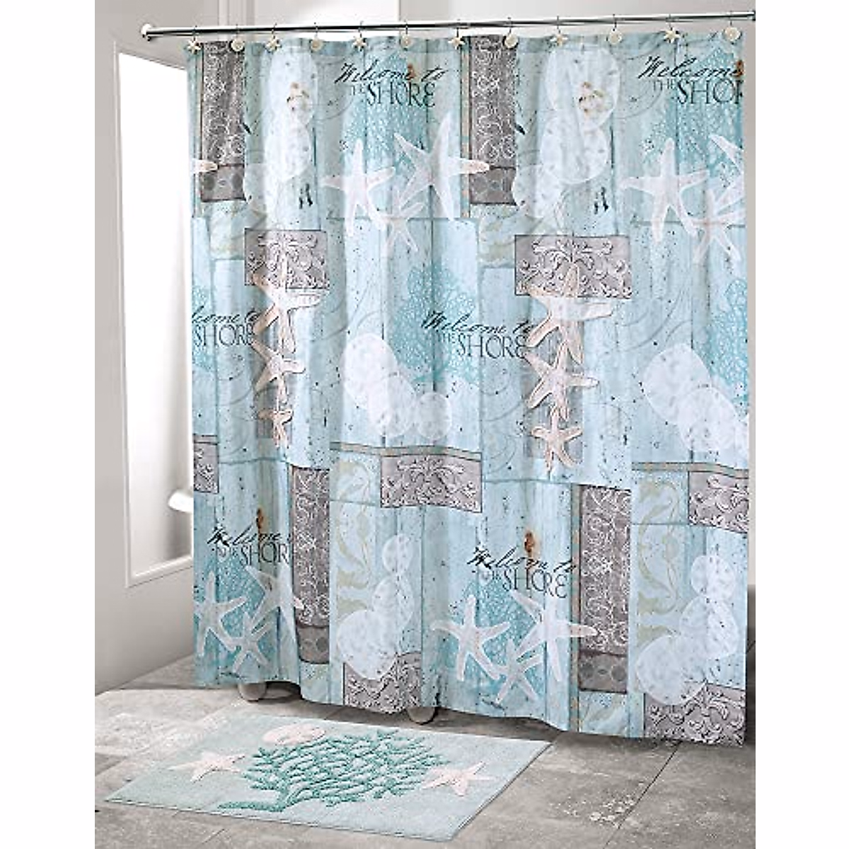 Avanti Linens - Fabric Shower Curtain, Ocean Inspired Bathroom Decor (Beachcomber Collection, 72")