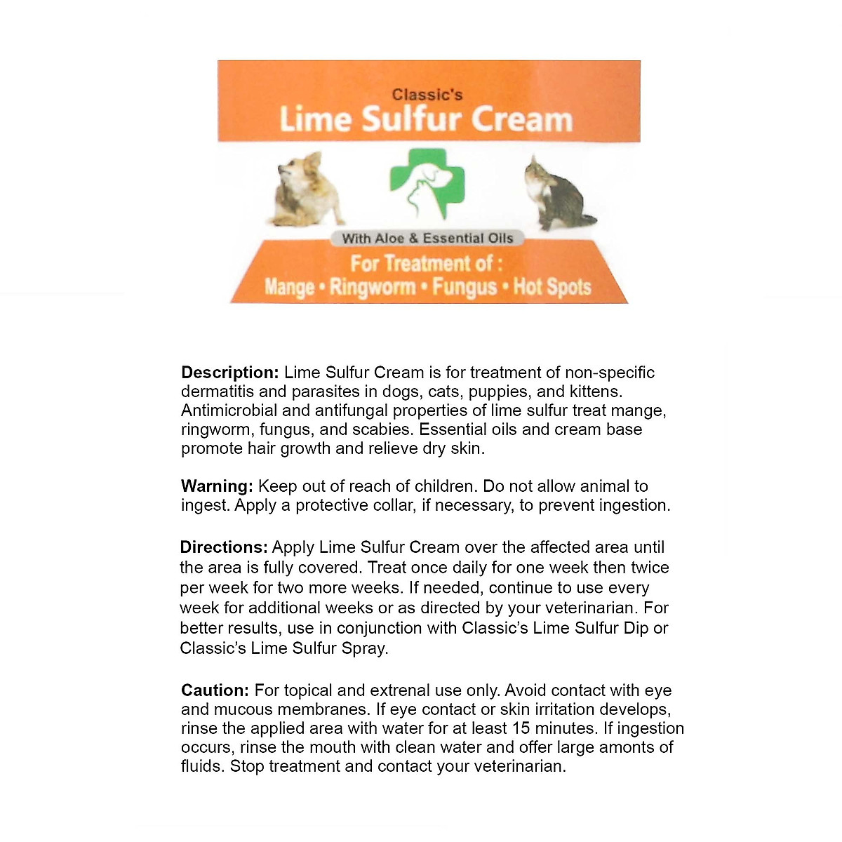 Classic's Lime Sulfur Dip Pet Skin Ointment (2 oz x 2 Jars) - Pet Care for Itchy and Dry Skin - Safe Cream Ointment for Dog, Cat, Puppy, Kitten, Horse (2 oz x 2) (2 oz x 2)