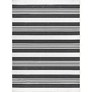 nuLOOM Lena Machine Washable Striped Area Rug, 8' Square, Grey