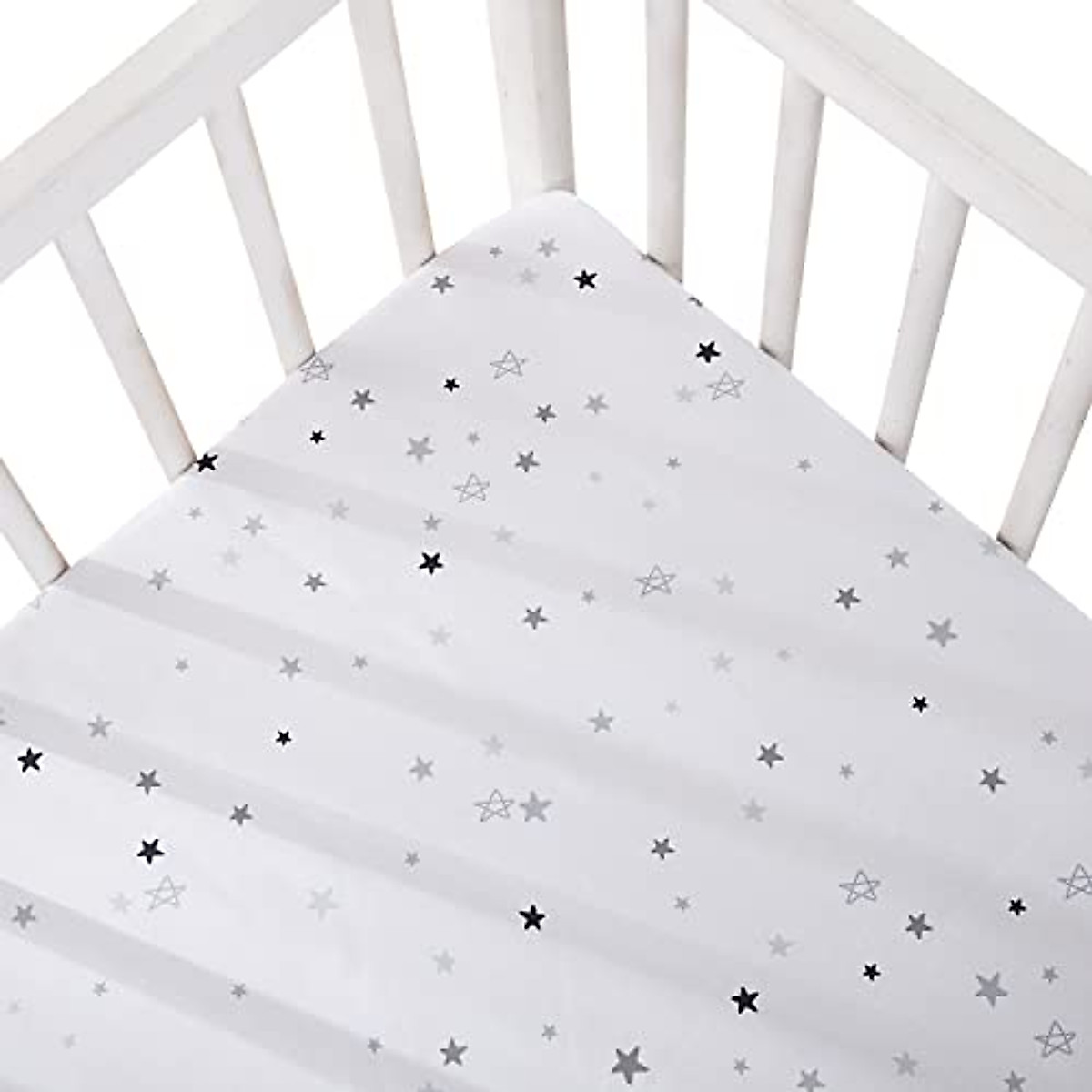 Plushii Crib Sheets for Baby Girls 3 Pack, 28"x 52" Extra Soft Microfiber Crib Sheet Set for Baby Crib Mattress Sheet & Toddler Mattress Pad, Rainbow & Elephant & Stars