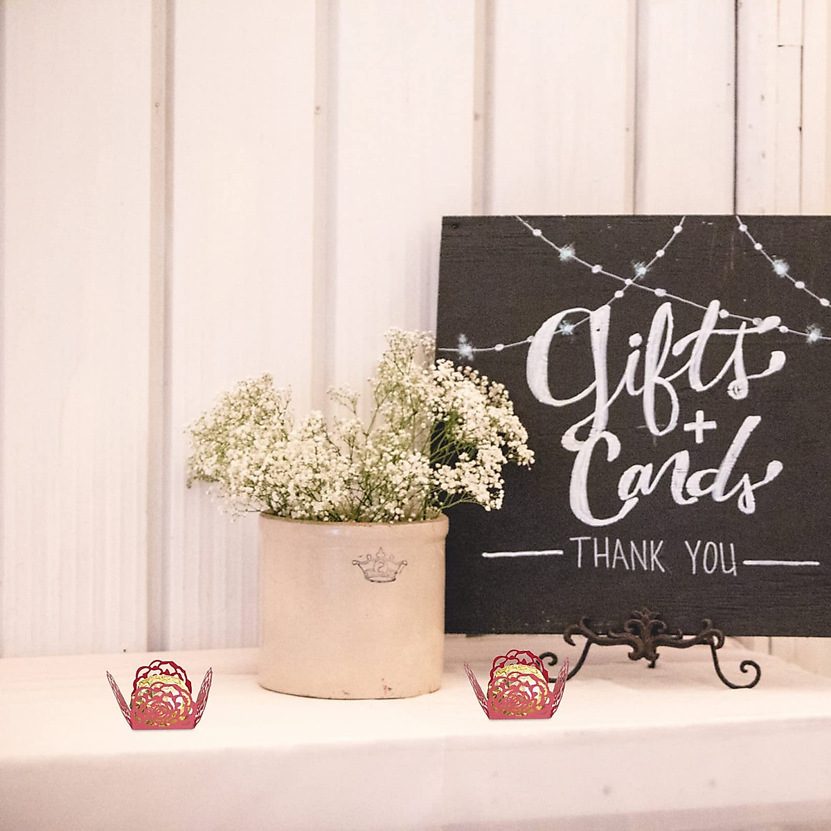 Toddmomy 50pcs Paper Candy Cups Cupcake Wrappers Artistic Bake Cake Paper Cups for Wedding Party Liners Dessert Holder（Red）