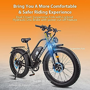 KETELES Upgraded Electric-Bike 2000W-46Ah-35MPH Dual-Motor Dual-Battery Ebike-Adults-Men - 26" Fat Tire Dirt-Bike Up to 150Miles Hydraulic Disc Brake for Snow Beach Mountain (US Warehouse)