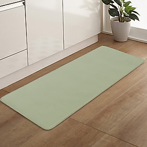 Sage Green Kitchen Rug Set 2 Pieces Non-Slip Entryway Doormat, Farmhouse Sage Green Decor Cushioned Runner Rug Standing Floor Rugs Door Mats, (20" x 24"+20" x 48")