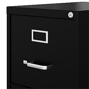 Pemberly Row 4 Drawer 25" Deep Letter File Cabinet in Black, Fully Assembled