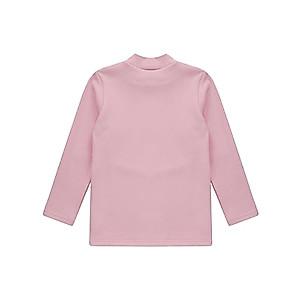 ranrann Kids Girls Boys Thermal Underwear Top Letter Print Mock Neck Long Sleeve Undershirt Winter Base T-Shirt Pink 10-11 Years
