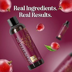 Pure Grapeseed Oil for Skin Care - Cold Pressed Grape Seed Oil Liquid for Skin with Moisturizing Carrier Oil for Essential Oils Mixing - Natural Vitamin E Anti Aging Body Oil for Dry Skin and Hair