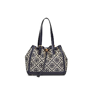 Tory Burch Women's T Monogram Jacquard Small Tote, Tory Navy, Blue, Print, One Size