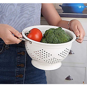 Rorence Powder Coated Steel Colander Set of 2 - White
