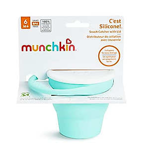 Munchkin® C’est Silicone! Collapsible Snack Catcher with Lid, Mint - Toddler Food Cup