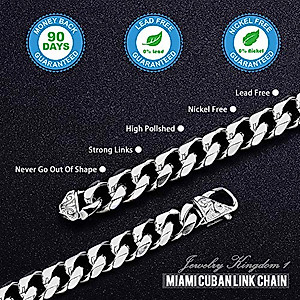 Necklace for Men Cuban Link Chain Polishing Silver Stainless Steel Curb Link Chain Necklace Men's Neck Jewelry,16-40" (22” Length, 12mm Width)