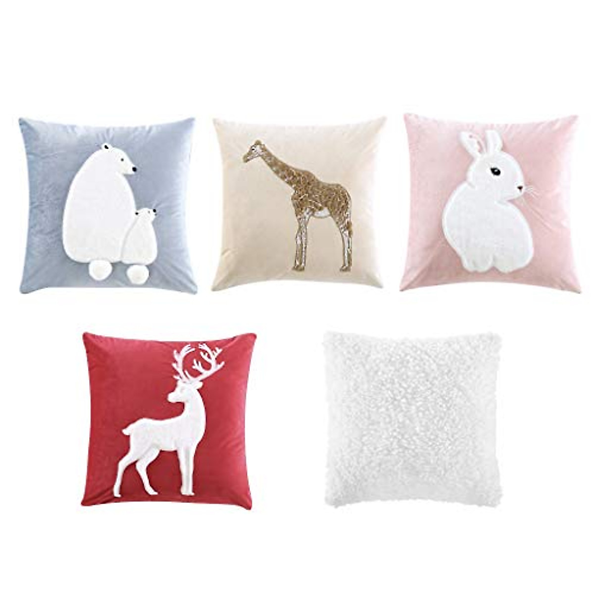 Chezmoi Collection Velvet 3D Polar Bear Pillow Removable Cover with Pillow Insert, Faux Fur Throw Pillow, Decorative for Sofa Couch Living Room Bedroom 18 x 18 Inches