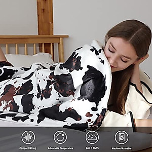 Cow Print Heated Blanket Electric Throw,Soft Fleece Cozy Cow Blankets for Couch Sofa Bed Office 50x60 inches