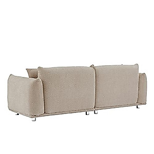 Hommoo Mid Century Modern Couch for Living Room Bedroom Soft Loveseat Sofa Boucle Sofa with Metal Legs Comfy Couch 87" W Small Couch for Small Space with Pillows Camel