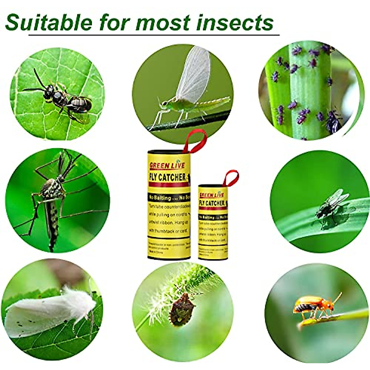 24 Rolls Fly Strips - Fly Tapes Fly Paper Sticky Fly Trap Indoor/Outdoor Hanging,Fly Catcher Fly Ribbon Fungus Gnat Trap Fruit Fly Killer for House/Kitchen/Plants/Horse Stable