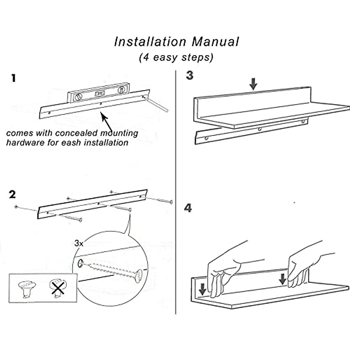 Wallniture Plat Stainless Steel Wall Shelf Heavy Duty Restaurant Bar Cafe & Home Kitchen Organization and Storage Shelf Set of 2 23.60" Silver