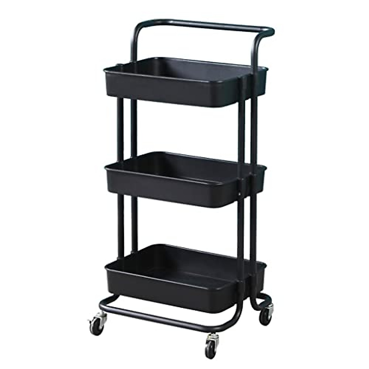 GRETD Kitchen Bathroom Multi-Layer Storage Shelf Three Shelves Beauty Trolley with Wheels Trolley