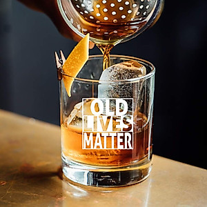 Perfectinsoy Old Lives Matter Whiskey Glass, Funny Gift For Someone Who Loves Drinking Bachelor Party Favors, Birthday or Retirement Gift for Senior Citizens, Gag Gift for Mom, Dad, Grandpa