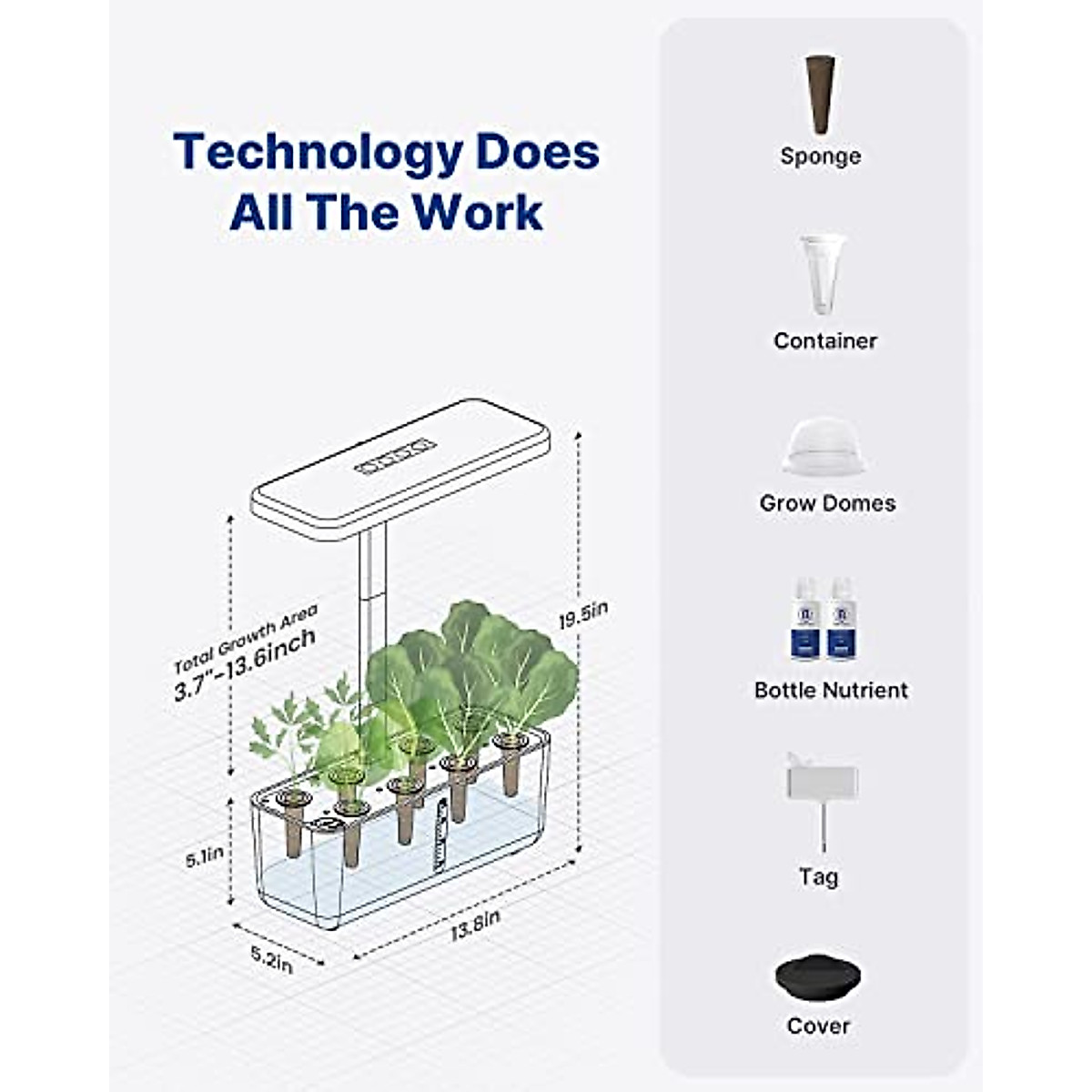 iDOO WiFi Hydroponics Growing System with APP Controlled, Indoor Herb Garden with Pump, Auto-Timer Smart Garden, LED Grow Light for Home Kitchen Gardening, 8 Pods Germination Kit, Height Up to 13.6"