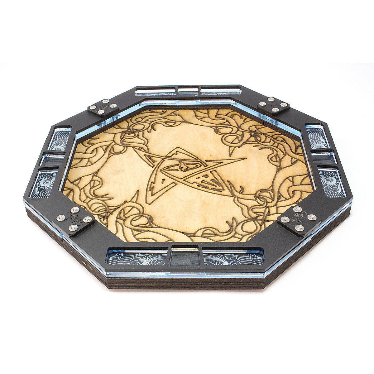 C4Labs Dice Tray-10 Octagon-Wood with Laser Etched Eldritch Cthulhu Lovecraft