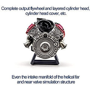 MAYS Mini V8 Engine Model Kit for Adults, MAD RC Metal Internal Combustion Dynamic Assembly DIY Toy for AX90104 SCX10â…¡ Capra VS4-10 Pro /Ultra Model Car - KIT Version, 6.4 x 6 x 5.5cm