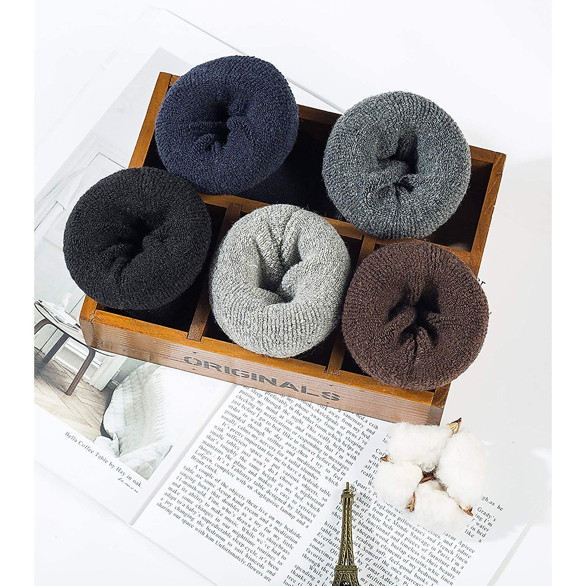 ADFOLF Mens Warm Wool Socks Thick Winter Thermal Stripe Wool Crew Socks (Mix_2,stripeB)