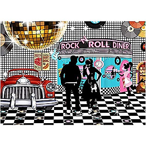50s Diner Backdrop Large Banner Decoration Dessert Table Background Photobooth Prop 7x5feet