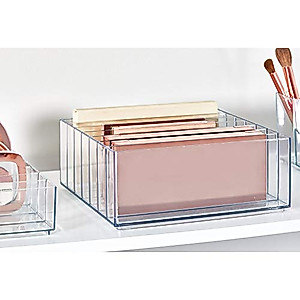 iDesign 42870 Clarity BPA-Free Plastic Divided Wide Makeup Palette Organizer, 8.1" x 8.1" x 3.7"