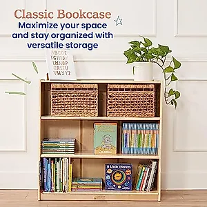 ECR4Kids Classic Bookcase, 36in, Adjustable Bookshelf, Natural