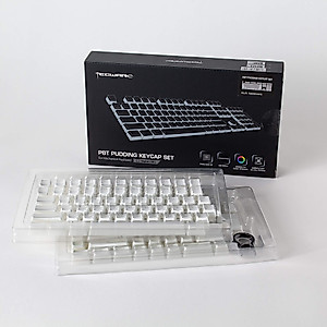 TECWARE Pudding PBT Keycaps Set with Keycap Puller - Full Keys 112 Keys, Double-Shot for Mechanical Keyboards, OEM Profile, Clear and White Jelly-Style Gaming Keycaps, for Phantom Phantom+ (US, ANSI)
