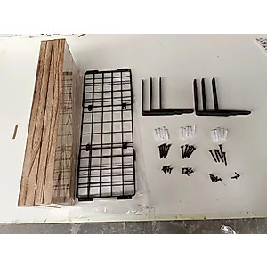 Longzhuo 4+1 Tier Floating Shelves, Rustic Wood Wall Shelf, Bathroom Shelves Over Toilet with Wire Storage Basket, Farmhouse Wall Decor for Bedroom, Kitchen, Living Room and Plants, Brown