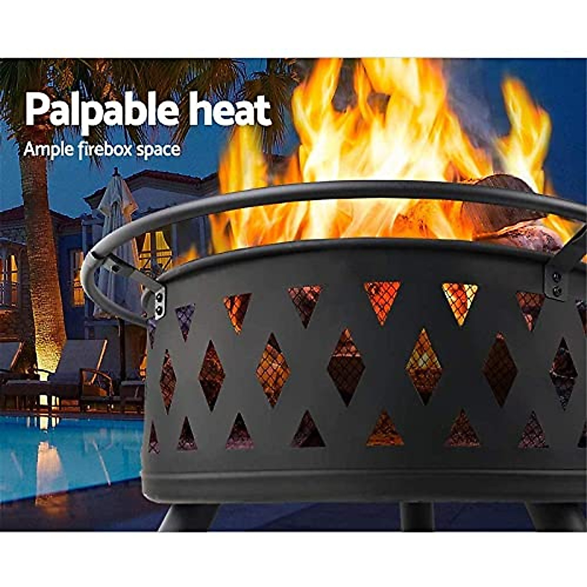 LEAYAN Garden Fire Pit Grill Bowl Grill Barbecue Rack Fire Pit Outdoor Wood Burning Pits for Outdoor Backyard Patio Bonfire Campfire Grill Grate Mesh Spark Screen Poker Waterproof Cover Included